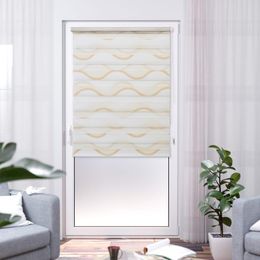K-home Doppelrollo &raquo;Wellen Design&laquo; Lichtschutz Sichtschutz ohne Bohren freih&auml;ngend Bedruckt mit Muster Polyester 150cm, einseitig verschiebbar, 45cm