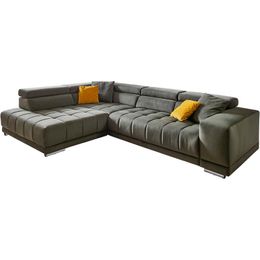 Die PlanBar Ecksofa &raquo;MP-IN15053 L-Form breiter Schenkel&laquo; mit Kopfteilverstellung, wahlweise mit manueller Vorziehbank grau 100% Polyester B/H/T: 323cm