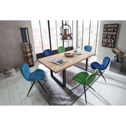 Sit Esstisch &raquo;Riad Wildeiche mit Baumkante & Metall-Kufengestell&laquo; Durchgehende Lamellen & nat&uuml;rliche Baumkante beige B/H/T: 180cm x 77cm x 90cm