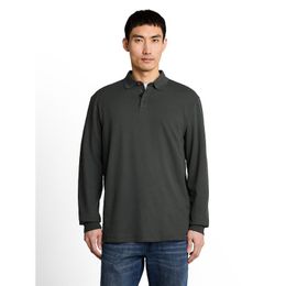 Tom Tailor Herren Tom Tailor Langarm-Poloshirt mit Polokragen und Knopfleiste grau M