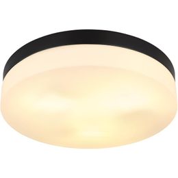 Globo LIGHTING Au&szlig;en-Deckenleuchte &raquo;VRANOS&laquo; E27 1 Stk. Au&szlig;en-Deckenlampe/Terrasse/Glas opal/IP44 schwarz 1 Stk.