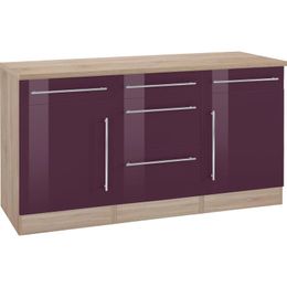 KOCHSTATION Unterschrank &raquo;KS-Samos&laquo; Breite 150 cm lila Holzwerkstoff eiche sonoma, B/H/T: 150cm x 85cm x 60cm