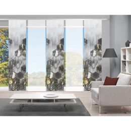 Vision S Schiebegardine &raquo;LAYON 5er SET&laquo; Paneelwagen 5 Stk. tlg. Schiebevorhang Digidruck 5er Set LAYON grau Polyester 260cm, Paneelwagen, 60cm