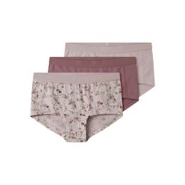 name it Herren Hipster &raquo;NKFHIPSTER 3P VIOLETFLOWER NOOS&laquo; Packung, 3 Stk. Baumwollmischung, bedruckt und uni im Set rosa 158/164, 3 Stk.