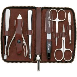 ERBE&reg; Erbe Unisex ERBE Manik&uuml;re-Etui &raquo;Houston&laquo; Praktisches Etui aus Glattleder mit pr&auml;zisen Pflegewerkzeugen. braun B/H/T: 135mm x 80mm x 15mm 7 Stk.