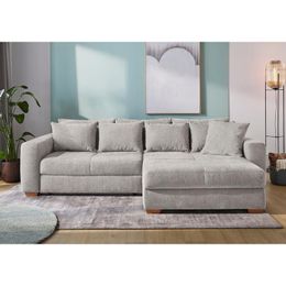 Jockenh&ouml;fer Ecksofa &raquo;Kampen L-Form, B: 288 cm, Liegefl. 153x245 cm&laquo; mit Schlaffunktion, Bettkasten & Zierkissen, Federkern grau Korpus: 100% Polyester;Kissen: 100