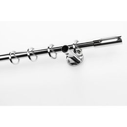 Garesa Gardinenstange &raquo;EASY&laquo; &Oslash; 20 mm 1 l&auml;ufig-l&auml;ufig Wunschma&szlig;l&auml;nge Vorhanggarnitur, verl&auml;ngerbar, Endk. M. Ausschnitt, Alu, m. Ringe grau Aluminium B