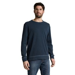 Tom Tailor Herren Langarmshirt, blau, Gr. S, unifarben, Single Jersey, Obermaterial: 60% Baumwolle, 40% Polyester, Shirts