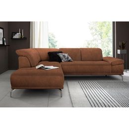 OTTO home Ecksofa &raquo;Caluna&laquo; Inkl.Sitztiefenverstellung, wahlweise mit Kopf- und Armteilverstellung braun Luxus-Microfaser Vintageoptik (100% Polyester)