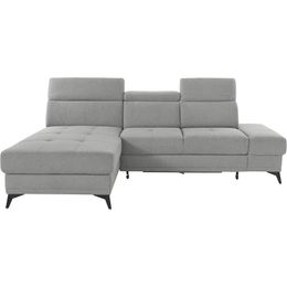 OTTO home Ecksofa &raquo;Cardiz L-Form&laquo; inkl.Kopfteilverstellung und Federkern wahlweise mit Schlaffunktion grau Webstoff (100% Polyester);Luxus-Microfaser 