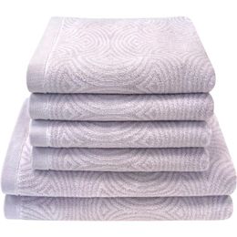 Dyckhoff Handtuch Set &raquo;Landscape&laquo; Set 6 Stk. Walkfrottier 4 Handt&uuml;cher (50x100cm), 2 Duscht&uuml;cher (70x140cm) lila Walkfrottier, Obermaterial: 100% Baumwolle 6 