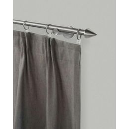 Garesa Gardinenstange &raquo;DIAMANT&laquo; &Oslash; 16 mm 1 l&auml;ufig-l&auml;ufig Wunschma&szlig;l&auml;nge Vorhanggarnitur, verl&auml;ngerbar, Kegel, edelstahl optik, mit Ringe silber Metall 