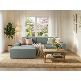 Trendmanufaktur Ecksofa &raquo;Wien, wahlweise mit Sitzvorschub und Bettkasten, Breite 246 cm&laquo; L-Form, in trendigem Cordstoff grau 95%Polyester, 5%Polyamide