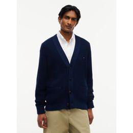 Tommy Hilfiger Herren Cardigan &raquo;WAFFLE STRUCTURE&laquo; mit modischer Struktur und aufgesetzte Taschen blau L