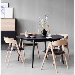 Esstisch &raquo;Meza Designtisch mit Auszugsfunktion und 2 Einlegeplatten&laquo; &Oslash;135(231) cm, runde Tischplatte aus MDF/Laminat, Massivholzgestell schwarz 