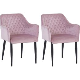 Sit Polsterstuhl &raquo;2er-Set Armlehnstuhl Samt Altrosa mit Stahlgestell&laquo; (Set) 2 Stk.Edle Diamantsteppung in hochwertiger Samt-Optik rosa B/H/T: 63cm x 