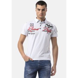 Cipo & Baxx CIPO & BAXX Herren Poloshirt, wei&szlig;, Gr. M, bedruckt, Jersey, Obermaterial: 95% Baumwolle, 5% Elasthan, Shirts