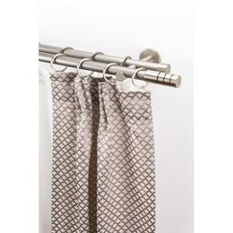 Garesa Gardinenstange &raquo;EASY&laquo; &Oslash; 20 mm 2 l&auml;ufig-l&auml;ufig Wunschma&szlig;l&auml;nge Vorhanggarnitur, verl&auml;ngerbar, Endknopf m. Rillen, Alu, m. Ringe gold Aluminium B/