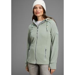 Kangaroos Damen Kangaroos Fleecejacke mit Kapuze figurbetonte Passform, mit Kapuze und Kordelzug, &Uuml;bergangsjacke gr&uuml;n 44/46