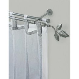 Garesa Gardinenstange &raquo;SHEET&laquo; &Oslash; 16 mm 2 l&auml;ufig-l&auml;ufig Wunschma&szlig;l&auml;nge Vorhanggarnitur, verl&auml;ngerbar, Knopf mit Bl&auml;tter, ohne Ringe silber Metall B/L: 