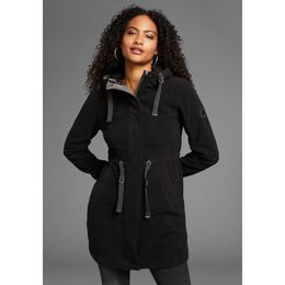 Kangaroos Damen Kangaroos Fleecejacke mit Kapuze mit Kapuze, aus Fleece, mit Kordelzug, mit 2-Wege-Rei&szlig;verschluss schwarz 38