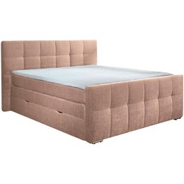 Home Affaire Boxspringbett &raquo;Ros&agrave;&laquo; H3/H3, H3/H4, H4/H4 m&ouml;glich beige Chenille, Liegefl&auml;che B/L: 180cm x 200cm, Gewicht bis: 140 kg + 110 kg H3 + H4, 