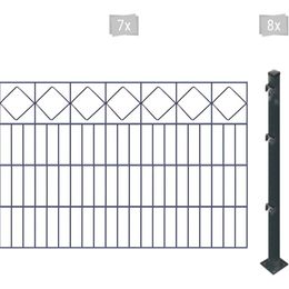 Arvotec Doppelstabmattenzaun &raquo;ESSENTIAL 80 zum Aufschrauben "Karo" mit Zierleiste&laquo; Zaunh&ouml;he 80 cm, Zaunl&auml;nge 2 - 60 m grau Kunststoff, Stahl H/L: 80cm x 14m, 