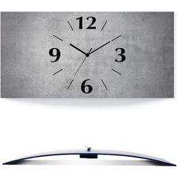 Artland Wanduhr &raquo;Grauer Beton&laquo; wahlweise mit Quarz- oder Funkuhrwerk, lautlos ohne Tickger&auml;usche grau B/H/T: 60cm x 30cm x 0,3cm, Funkuhr