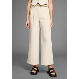 Laura Scott Damen Bundfaltenhose mit weitem Bein beige 34, N-Gr