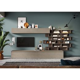 Home Affaire Wohnwand &raquo;Infinity, 10tlg. Breite 345 cm, H&ouml;he variabel, Schrankwand, Anbauwand&laquo; 10 Stk. tlg. braun B/H/T: 345cmcm x 164cmcm x 40cmcm