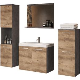 Welltime Badm&ouml;bel-Set &raquo;PARLA&laquo; Komplett-Set, 5 Stk. tlg. grau Holzwerkstoff B/H/T: 120cmcm x 133cmcm x 34,5cmcm