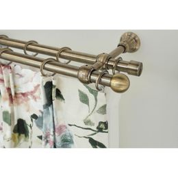 Garesa Gardinenstange &raquo;ANDREA&laquo; &Oslash; 20 mm 2 l&auml;ufig-l&auml;ufig Wunschma&szlig;l&auml;nge Vorhanggarnitur, verl&auml;ngerbar, Endknopf Kugel kurz, mit Ringen gold Metall B/L: 
