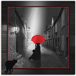 Artland Wandbild &raquo;Die Frau mit dem roten Schirm 2&laquo; Frau 1 Stk. tlg. als Leinwandbild, Poster in verschied. Gr&ouml;&szlig;en schwarz Leinwand B/H/T: 30cm x 30cm, 