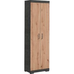 FMD Garderobenschrank braun Holzwerkstoff Matera / Artisan Eiche, B/H/T: 60cm x 195cm x 34,9cm, T&uuml;ren: 2 Stk.
