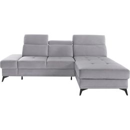 OTTO home Ecksofa &raquo;Cardiz L-Form&laquo; inkl.Kopfteilverstellung und Federkern wahlweise mit Schlaffunktion grau Webstoff (100% Polyester);Luxus-Microfaser 