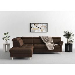 Sit & More sit&more Ecksofa &raquo;Marano L-Form&laquo; inklusive Kopfteilverstellung, optional Schlaffunktion & Bettkasten braun 100% Polyester B/H/T: 252cm x 216cm, Luxus-