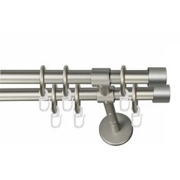 Garesa Gardinenstange &raquo;RUSTIKA&laquo; &Oslash; 16 mm 2 l&auml;ufig-l&auml;ufig Wunschma&szlig;l&auml;nge rustikale Vorhanggarnitur, verl&auml;ngerbar, m. Ringe, Endkappe silber Metall B/L: 