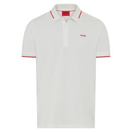 Hugo Herren Hugo Poloshirt &raquo;Dinoso&laquo; Kragen mit kontrastfarbigem Streifen, Slim Fit, Logodruck wei&szlig; XXL