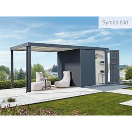 BioHort Ger&auml;tehaus &raquo;NEO Gr. 3D, verschiedene Farben&laquo; stylisches Gartenhaus mit Flachdach grau Stahl Einheitsgr&ouml;&szlig;e