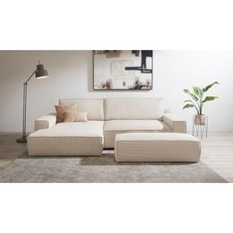 OTTO home Polsterecke &raquo;SHERWOOD XXL tief, L-Form, Schlaffunktion, Bigsofa, Cord, Leinenoptik&laquo; stellbar zum Schlafsofa (Krokodilverbinder), Cord, 