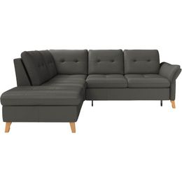 Sit & More sit&more Ecksofa &raquo;G&ouml;teborg&laquo; inkl. Sitztiefenverstellung, wahlweise mit Bettfunktion & Bettkasten grau B/H/T: 250cm x 90cm x 226cm, NaturLEDER Stoff, 