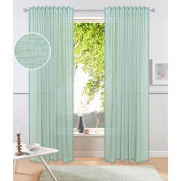 OTTO home Gardine &raquo;Kyllo&laquo; Multifunktionsband 2 Stk. tlg. Leinen-Look, halbtransparent, Multifunktionsband, Pflegeleicht gr&uuml;n Polyester 245cm, 
