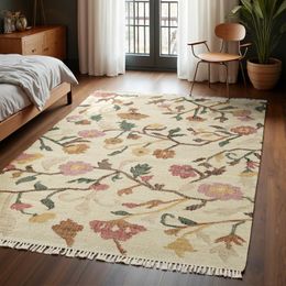 ELLE DECORATION Teppich &raquo;Kelim Violette&laquo; rechteckig 3 mm H&ouml;he Jute, Baumwolle, Natur, Handgewebt, Kelim, orientalisch, Boho bunt Baumwolle, Jute B : 