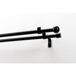 Garesa Gardinenstange &raquo;BOLTI mit offenem Tr&auml;ger&laquo; &Oslash; 16 mm 2 l&auml;ufig-l&auml;ufig Wunschma&szlig;l&auml;nge Vorhanggarnitur, verl&auml;ngerbar, Wandmontage, ohne Ringe schwarz