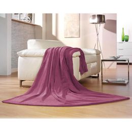 G&ouml;zze Wohndecke &raquo;Memphis&laquo; in tollen Unifarben, Kuscheldecke lila Polyester B/L: 220cm x 240cm