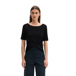 Marc O'Polo MARC O'POLO Damen T-Shirt "mit U-Boot-Ausschnitt", schwarz, Basic, Gr. L, unifarben, Obermaterial: 100% Baumwolle, Shirts
