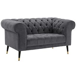 Home Affaire Chesterfield-Sofa &raquo;Tinnum&laquo; grau Luxus-Microfaser Vintageoptik (66% PU, 27% Polyester, 7% Baumwolle);Struktur weich( 97% Polyester, 3% 