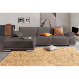 Sit & More sit&more Ecksofa &raquo;Coria L-Form&laquo; mit XL-Recamiere, wahlweise mit Schlaffunktion grau Kunstleder SOFTLUX ;Struktur ( 100% Polyester);Struktur fein ( 90%