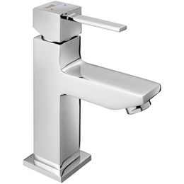Welltime Waschtischarmatur &raquo;Trento, Wasserhahn&laquo; Wassersparende Eco-Click-Funktion, inkl. Pop-Up Ablaufventil grau Messing B/H/T: 5cm x 15,6cm x 14,7cm