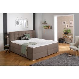 Home Affaire Boxbett &raquo;Olivet mit Bettkasten&laquo; in 4 Farben, 4 Breiten, 2 Matratzenarten, auch in &Uuml;berl&auml;nge 220 cm braun Struktur (100% Polyester), 